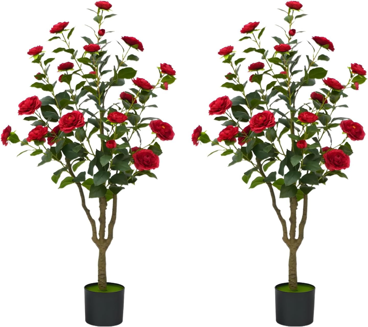 3.93ft Artificial Camellia Tree 2 Packs 47.2in Faux Camellia in Pot ...