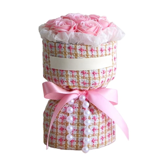 3.94×5.91 Inch Artificial Purple Rose Bouquet in Tweed Decor Box with ...