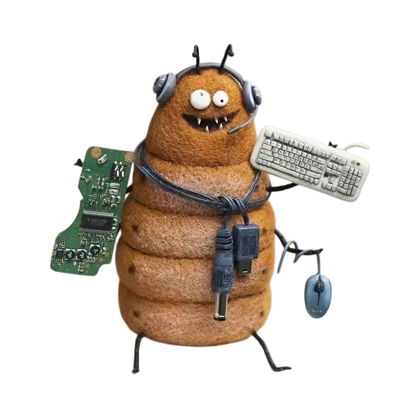 3.94'' Wool Felt Familiars - Quirky Handmade Companion, Wide-Eyed Weird ...