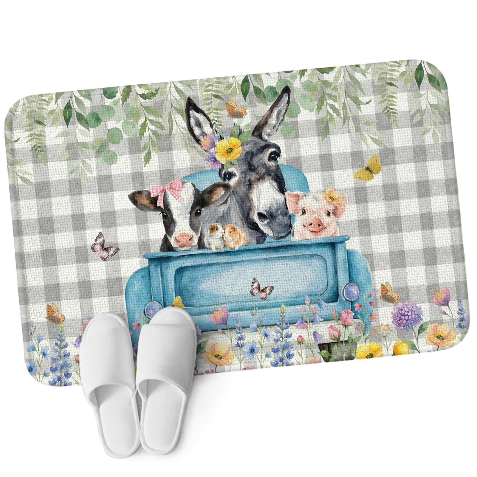 3.94'x5.25' Area Rug for Bedroom, Animals Flowers Non Slip Soft Small ...