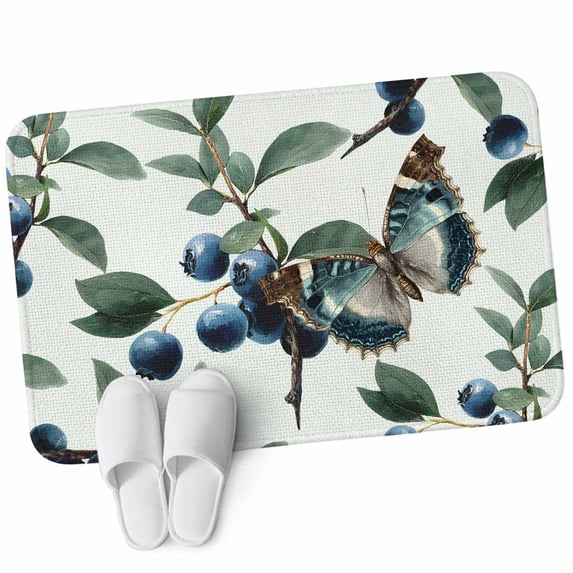 3.94'x5.25' Area Rug for Bedroom, Blueberry Spring Leaves Non Slip Soft ...