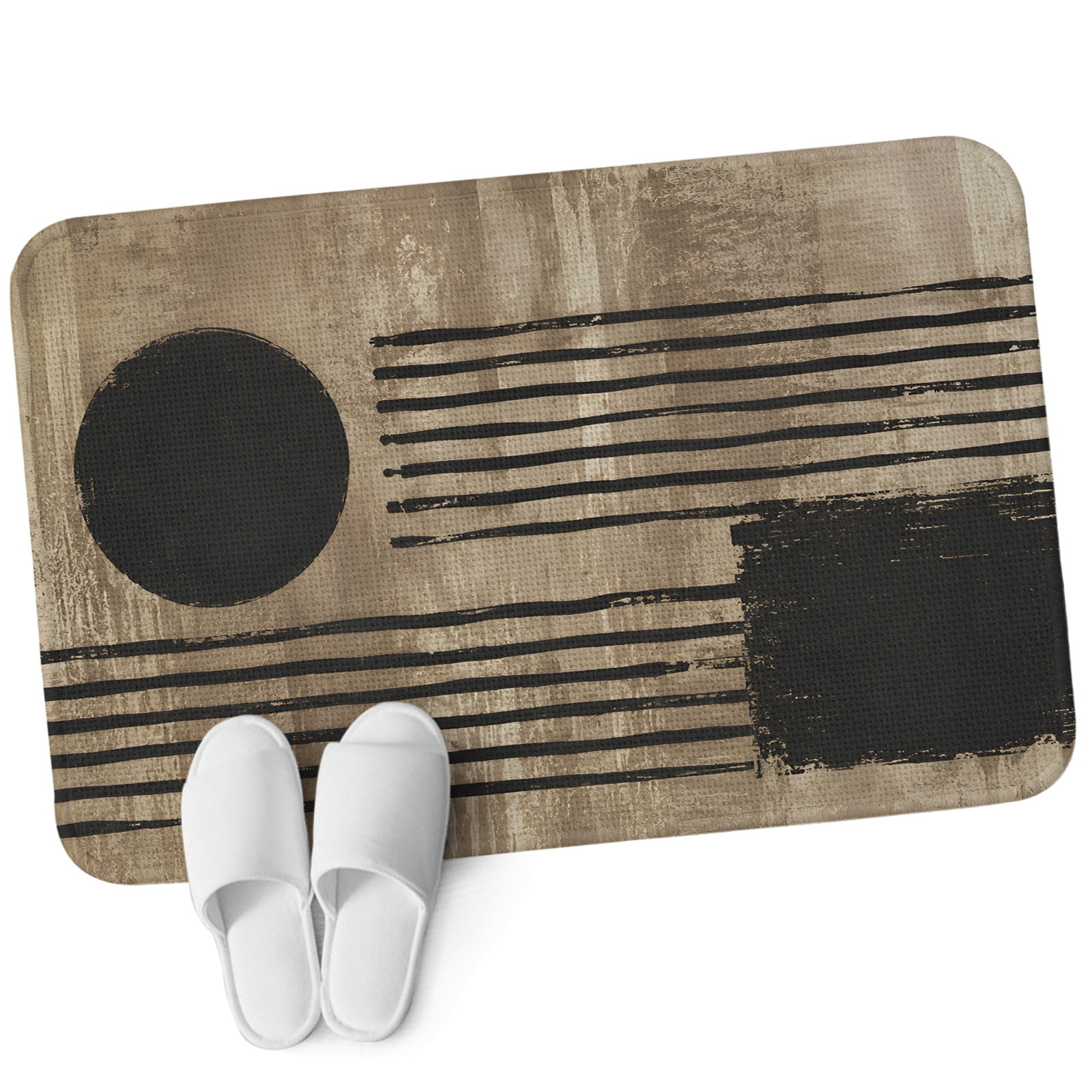 3.94'x5.25' Area Rug for Bedroom, Brown Black Geometric Non Slip Soft ...