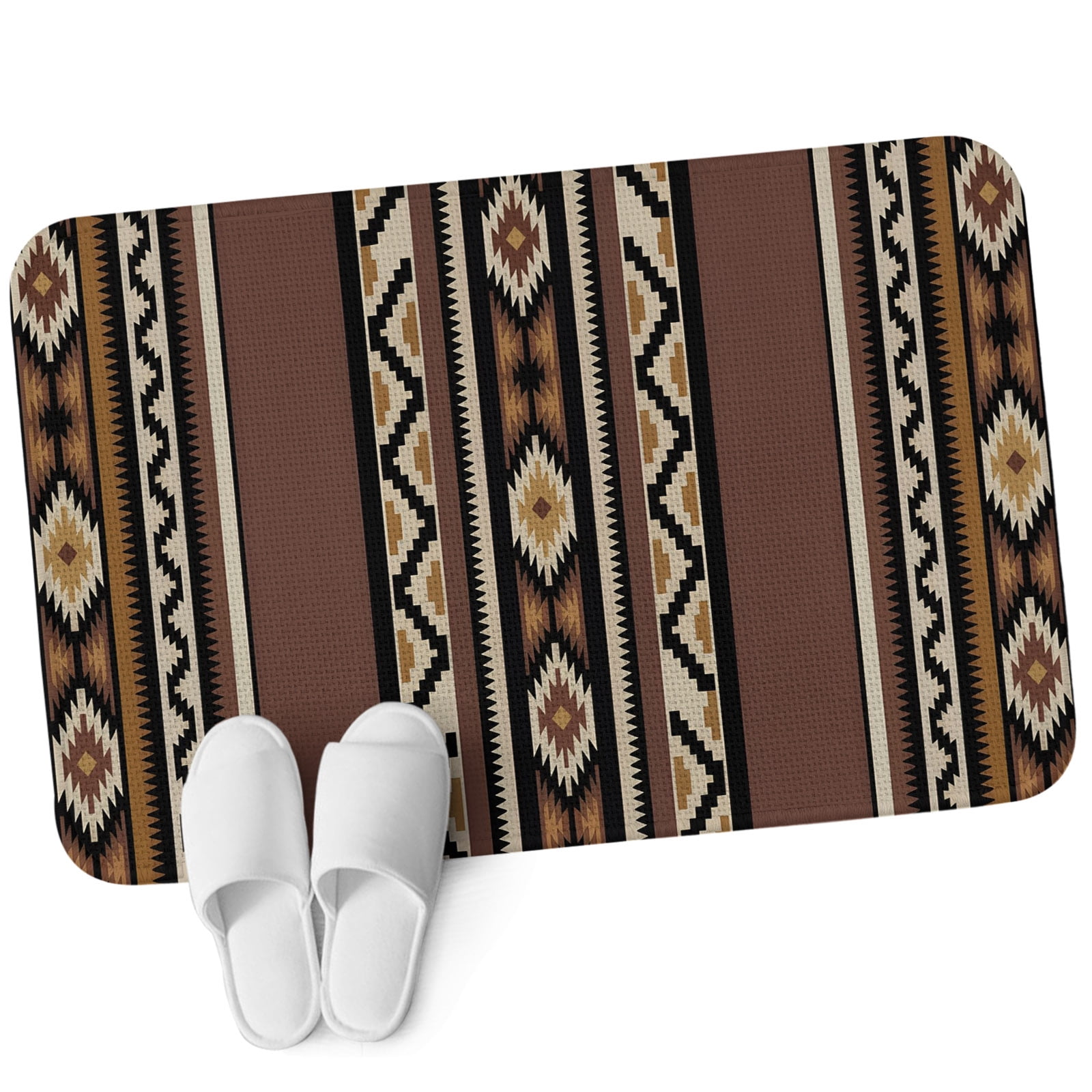 3.94'x5.25' Area Rug for Bedroom, Brown Boho Non Slip Soft Small Carpet ...