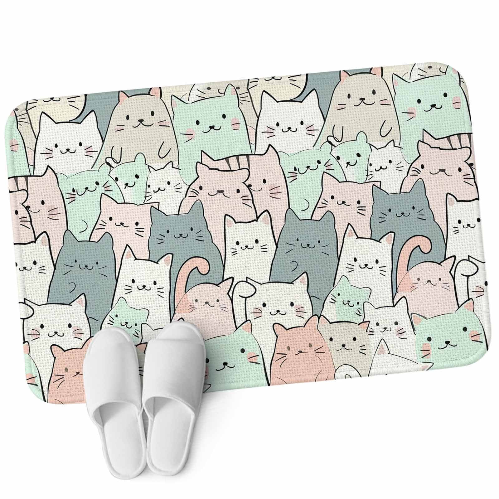 3.94'x5.25' Area Rug for Bedroom, Cartoon Cat Non Slip Soft Small ...