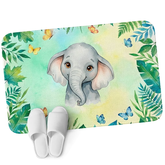 3.94'x5.25' Area Rug for Bedroom, Cartoon Elephant Non Slip Soft Small ...