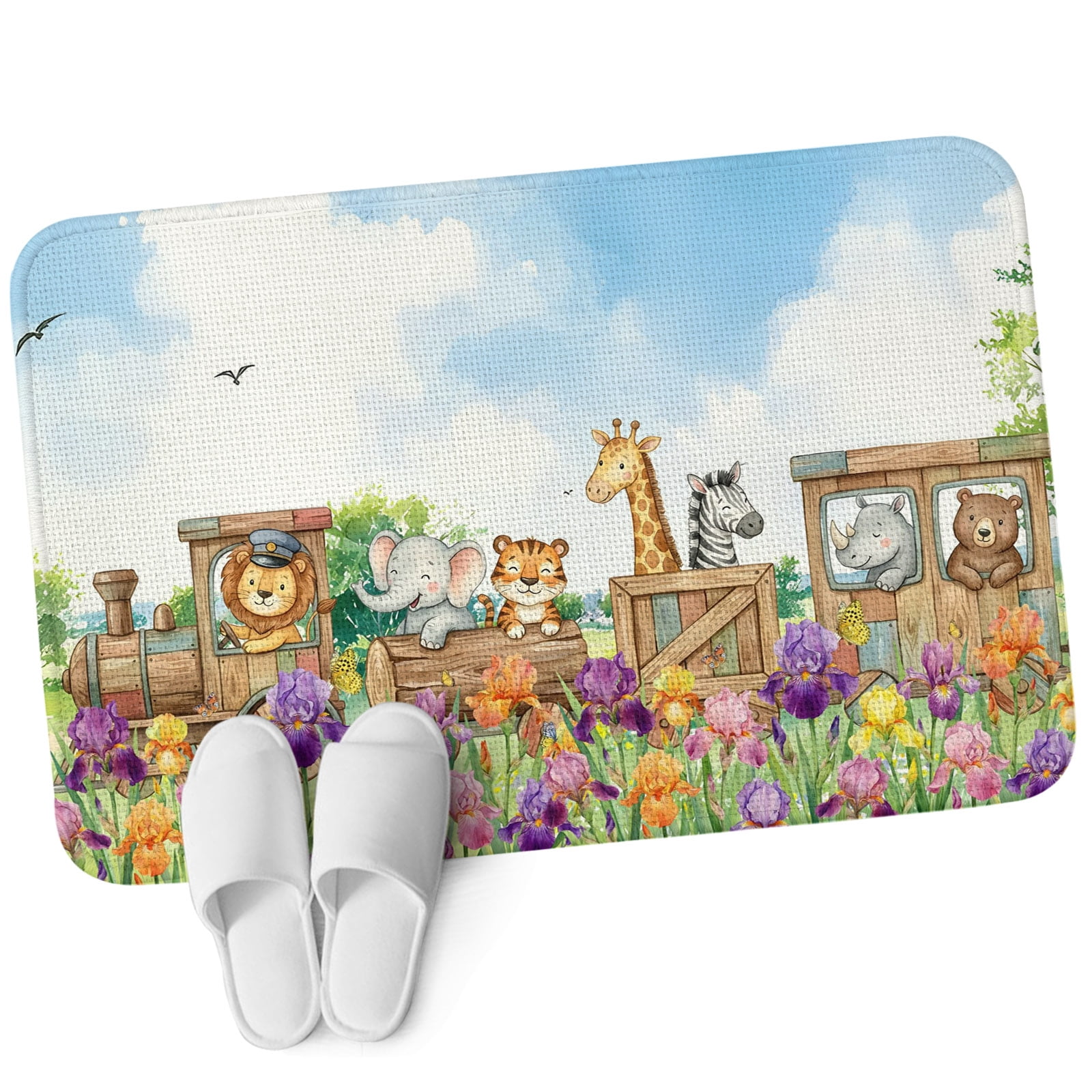3.94'x5.25' Area Rug for Bedroom, Cute Animals Non Slip Soft Small ...