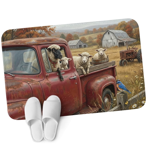 3.94'x5.25' Area Rug for Bedroom, Farm Sheep Non Slip Soft Small Carpet ...