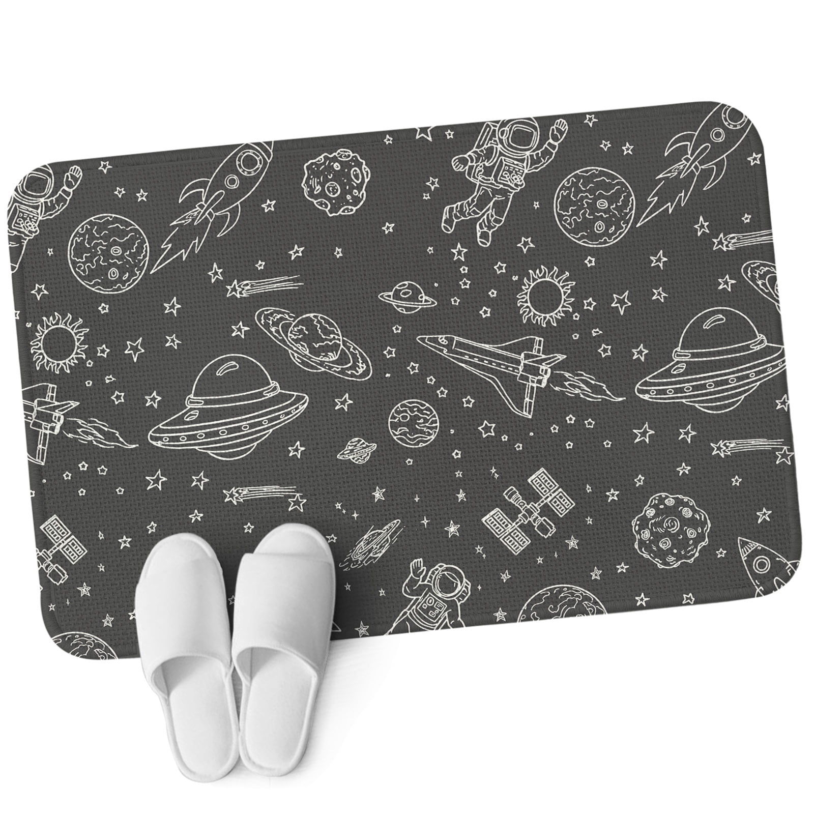 3.94'x5.25' Area Rug for Bedroom, Grey Cartoon Space Non Slip Soft ...