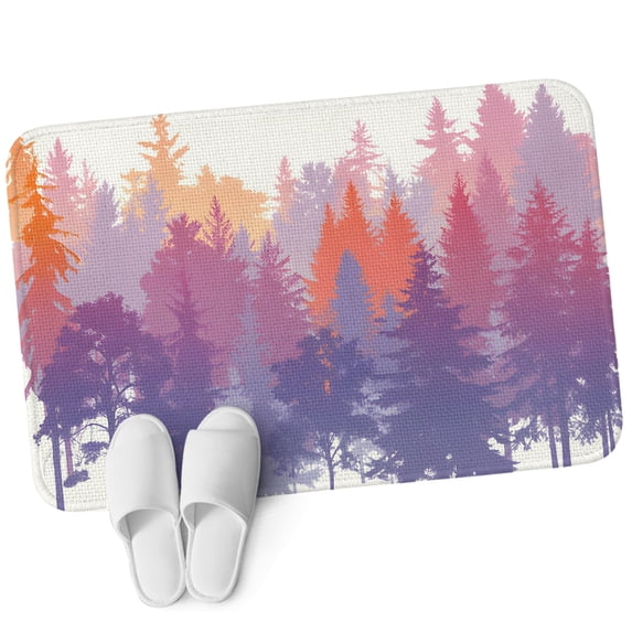 3.94'x5.25' Area Rug for Bedroom, Orange Purple Forest Silhouette Non ...