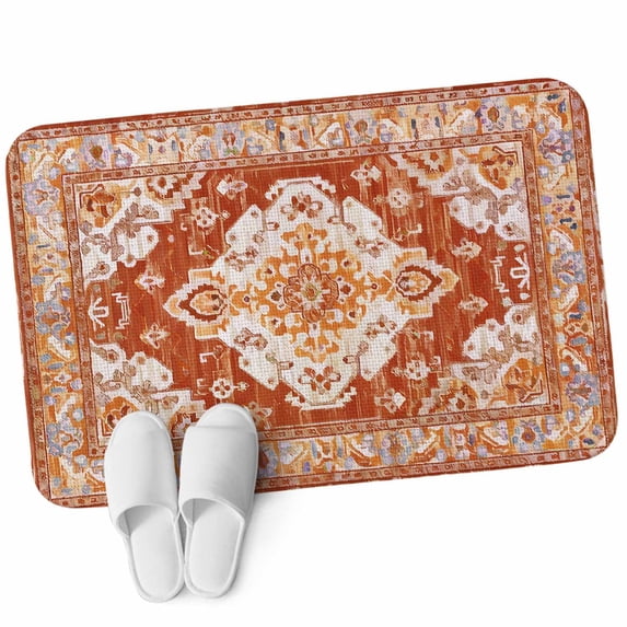 3.94'x5.25' Area Rug for Bedroom, Orange Red Boho Non Slip Soft Small ...