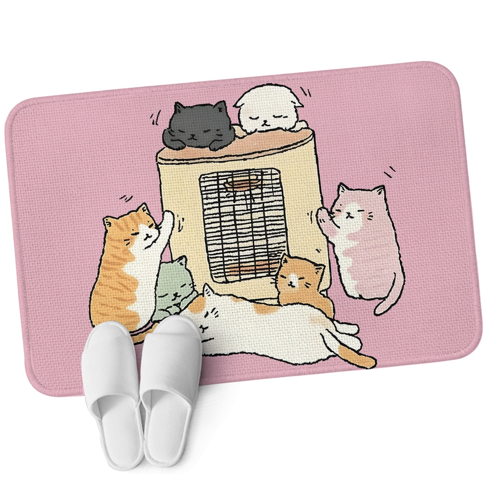 3.94'x5.25' Area Rug for Bedroom, Pink Cute Cat Non Slip Soft Small ...