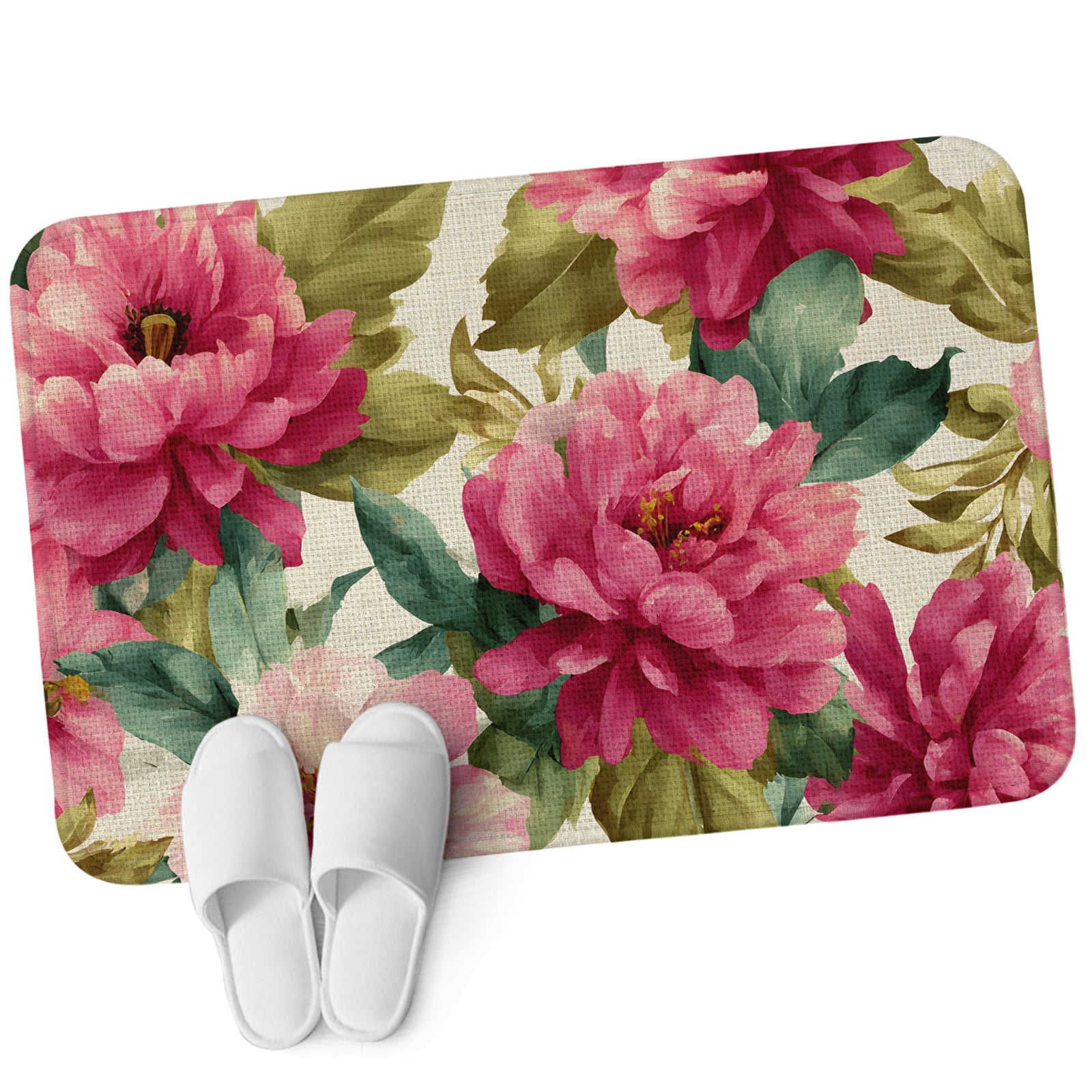 3.94'x5.25' Area Rug for Bedroom, Pink Flowers Non Slip Soft Small ...