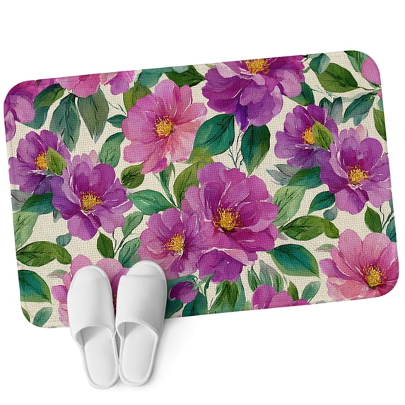 3.94'x5.25' Area Rug for Bedroom, Purple Flowers Non Slip Soft Small ...