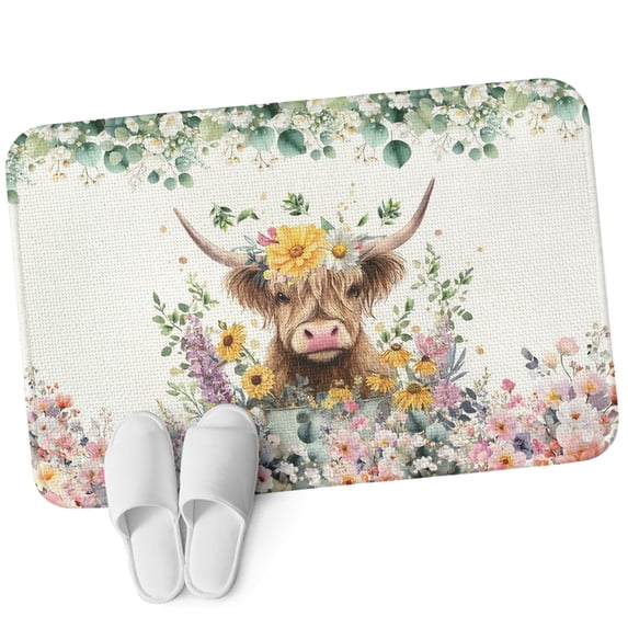 3.94'x5.25' Area Rug for Bedroom, Spring Cow Floral Non Slip Soft Small ...