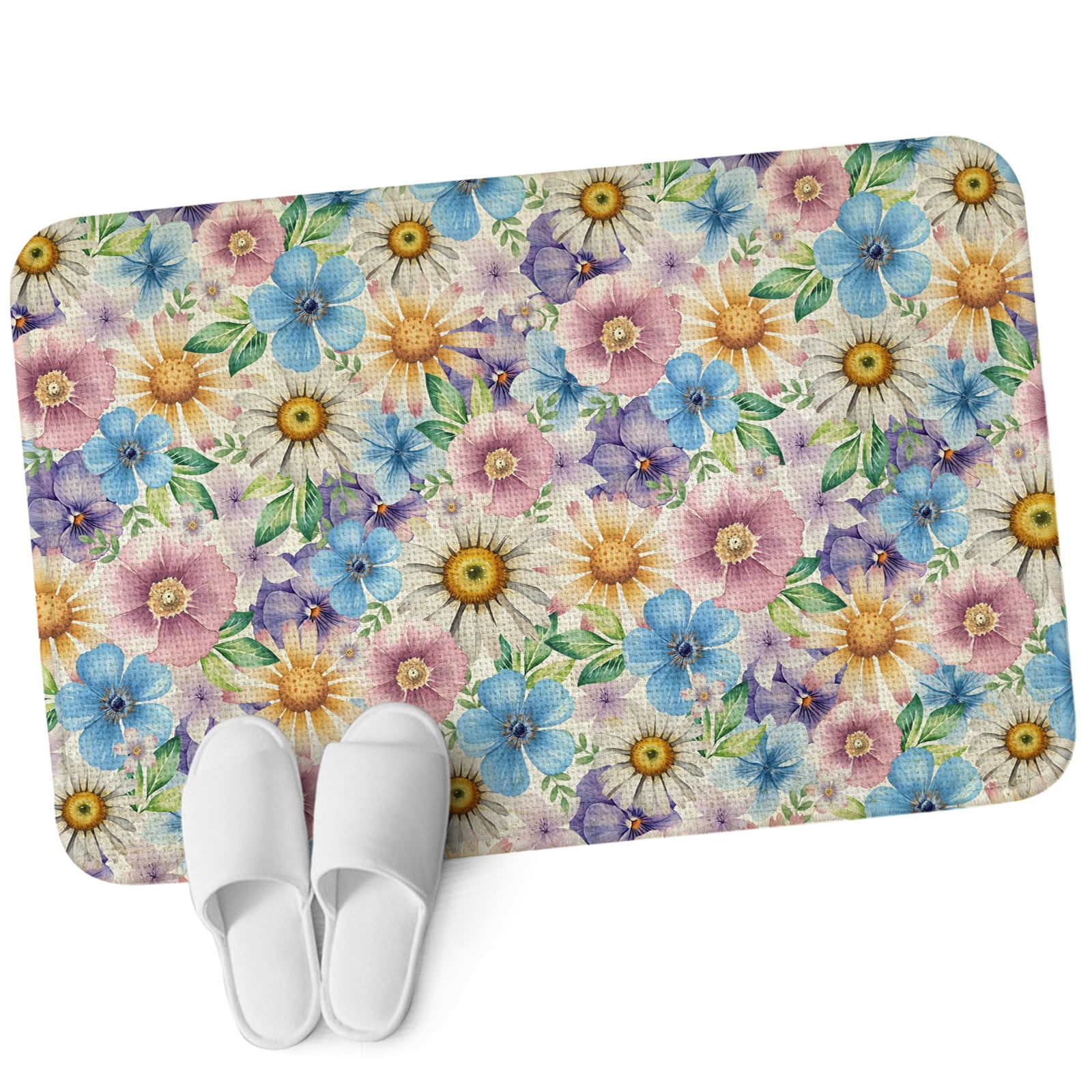 3.94'x5.25' Area Rug for Bedroom, Spring Flowers Non Slip Soft Small ...