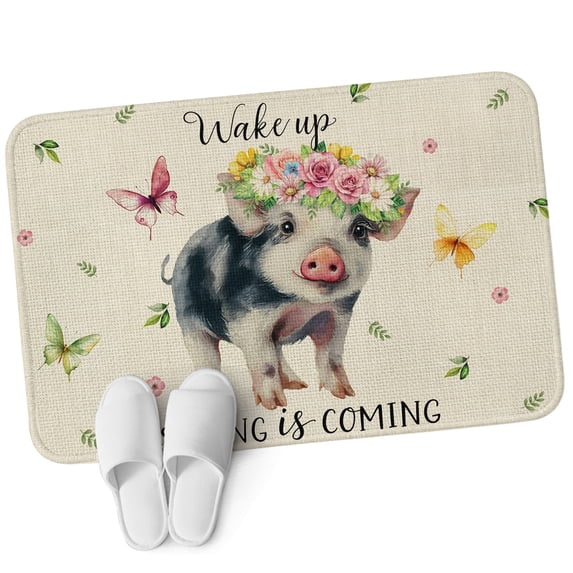 3.94'x5.25' Area Rug for Bedroom, Spring Pig Non Slip Soft Small Carpet ...