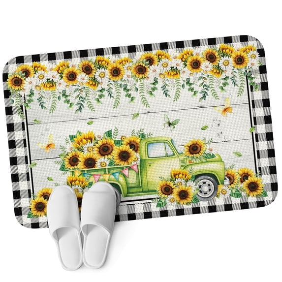 3.94'x5.25' Area Rug for Bedroom, Sunflowers Non Slip Soft Small Carpet ...