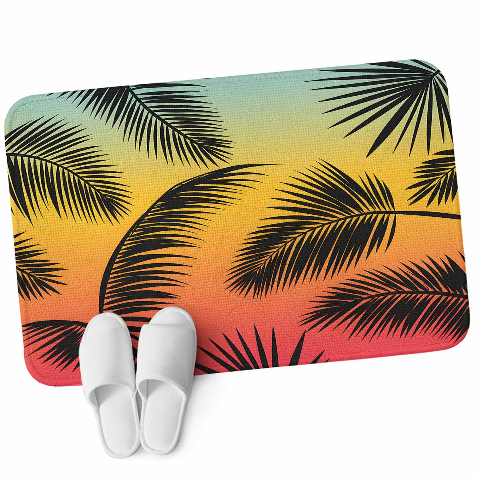 3.94'x5.25' Area Rug for Bedroom, Tropical Palm Non Slip Soft Small ...