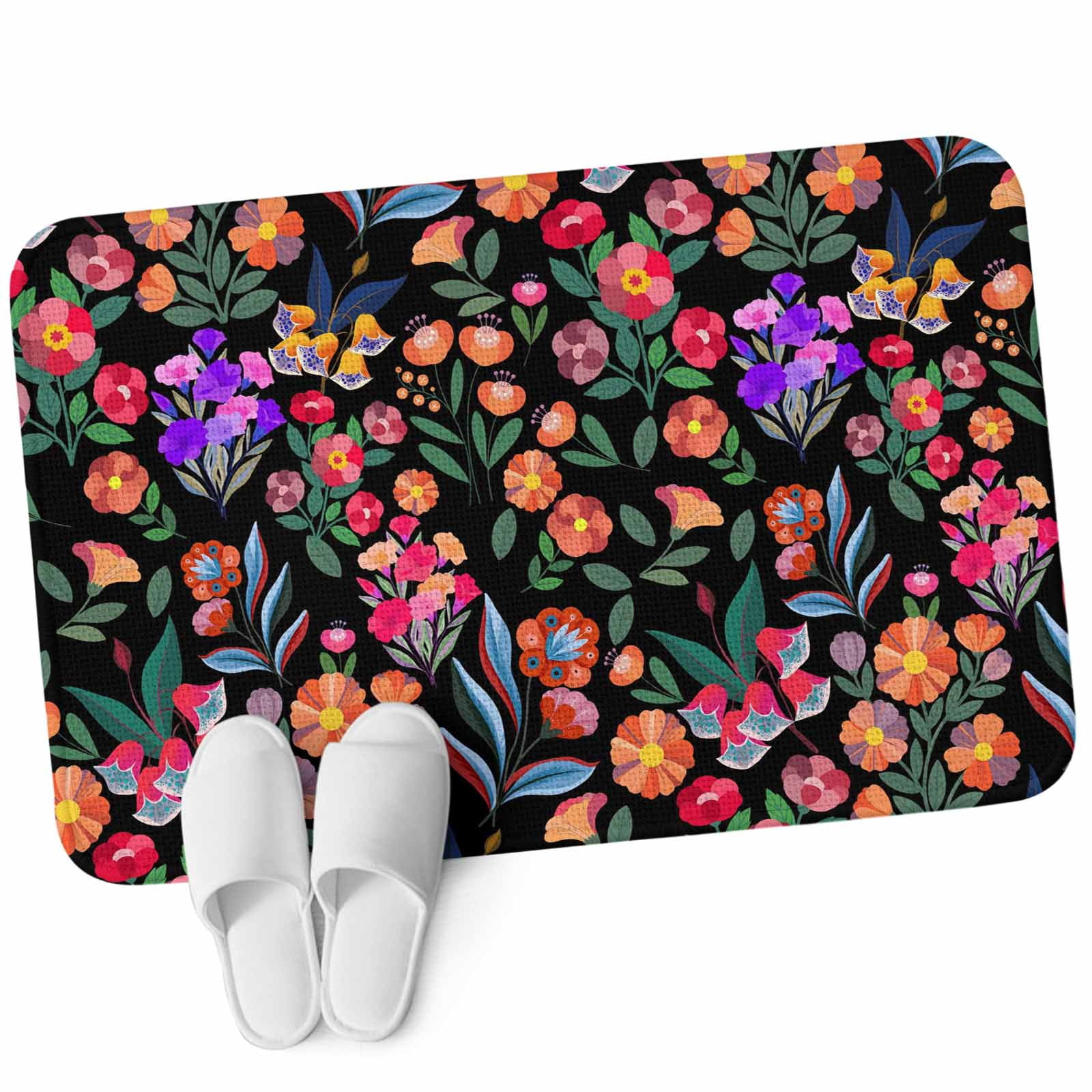 3.94'x5.25' Area Rug for Bedroom, Watercolor Flowers Non Slip Soft ...