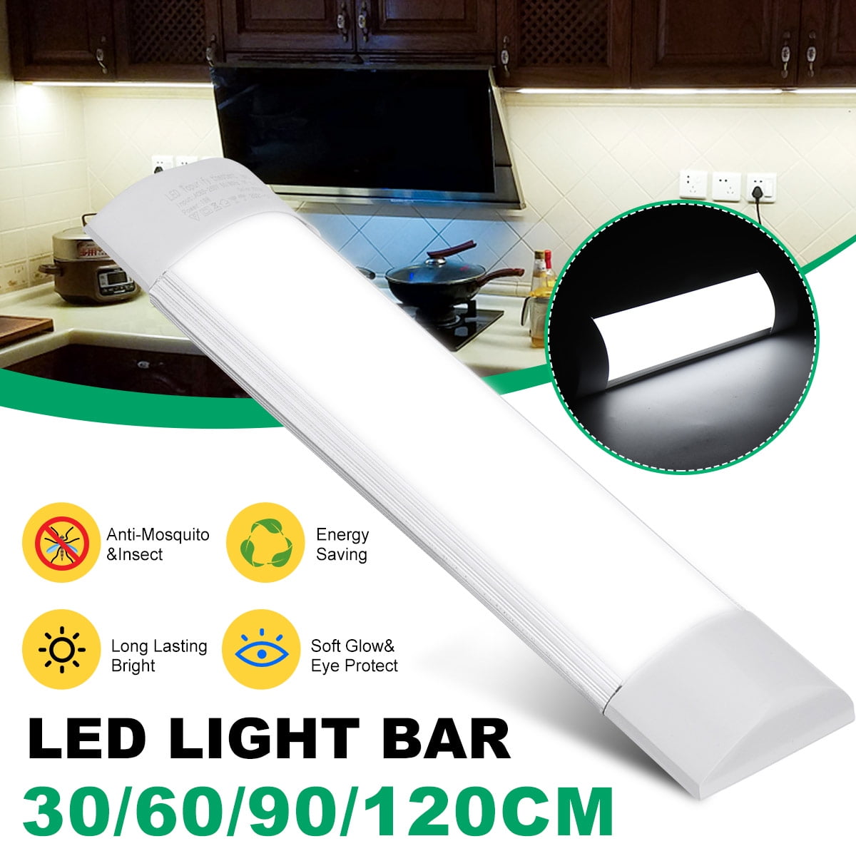 3.94FT LED Batten Light, 54W 6500K Neutral White LED Linear Flush Mount ...