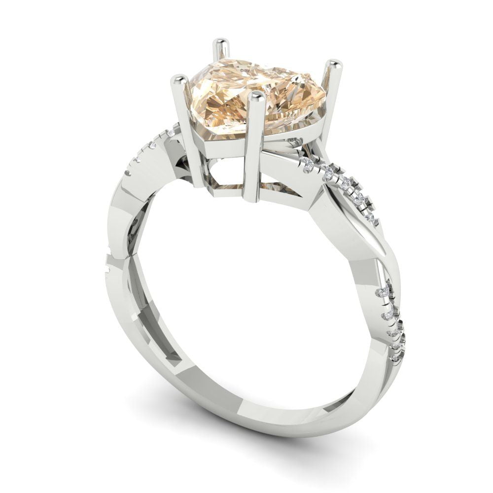 3.96ct Cushion Cut Green Emerald 14k White Gold Engraving Statement Bridal Wedding Designer Ring ...