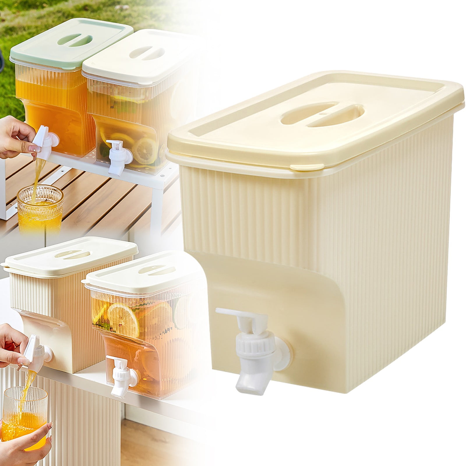 3.9L Drink Dispenser with Spigot for Fridge, Leakproof Plastic Water ...