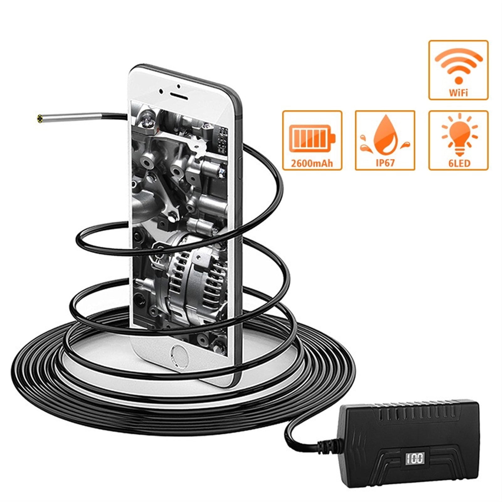 3.9MM 2.0MP Wireless Endoscope Camera WiFi Borescope Inspection Camera ...