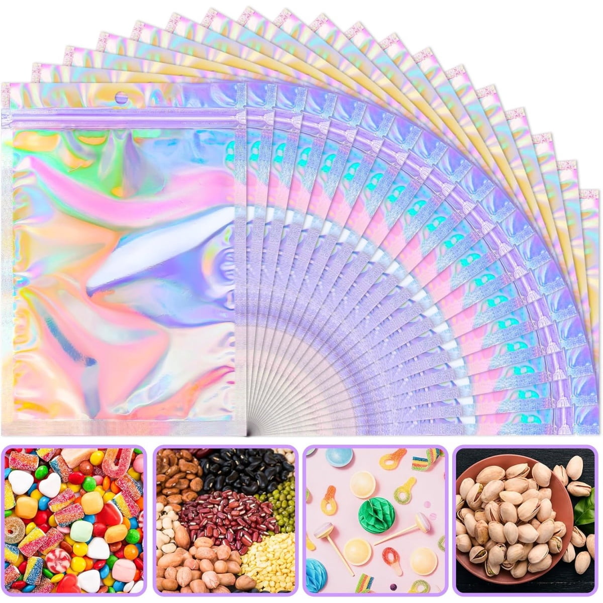 3.9X5.9In Smell Holographic Proof Bags,50Pack Self Seal Snack Bags with ...