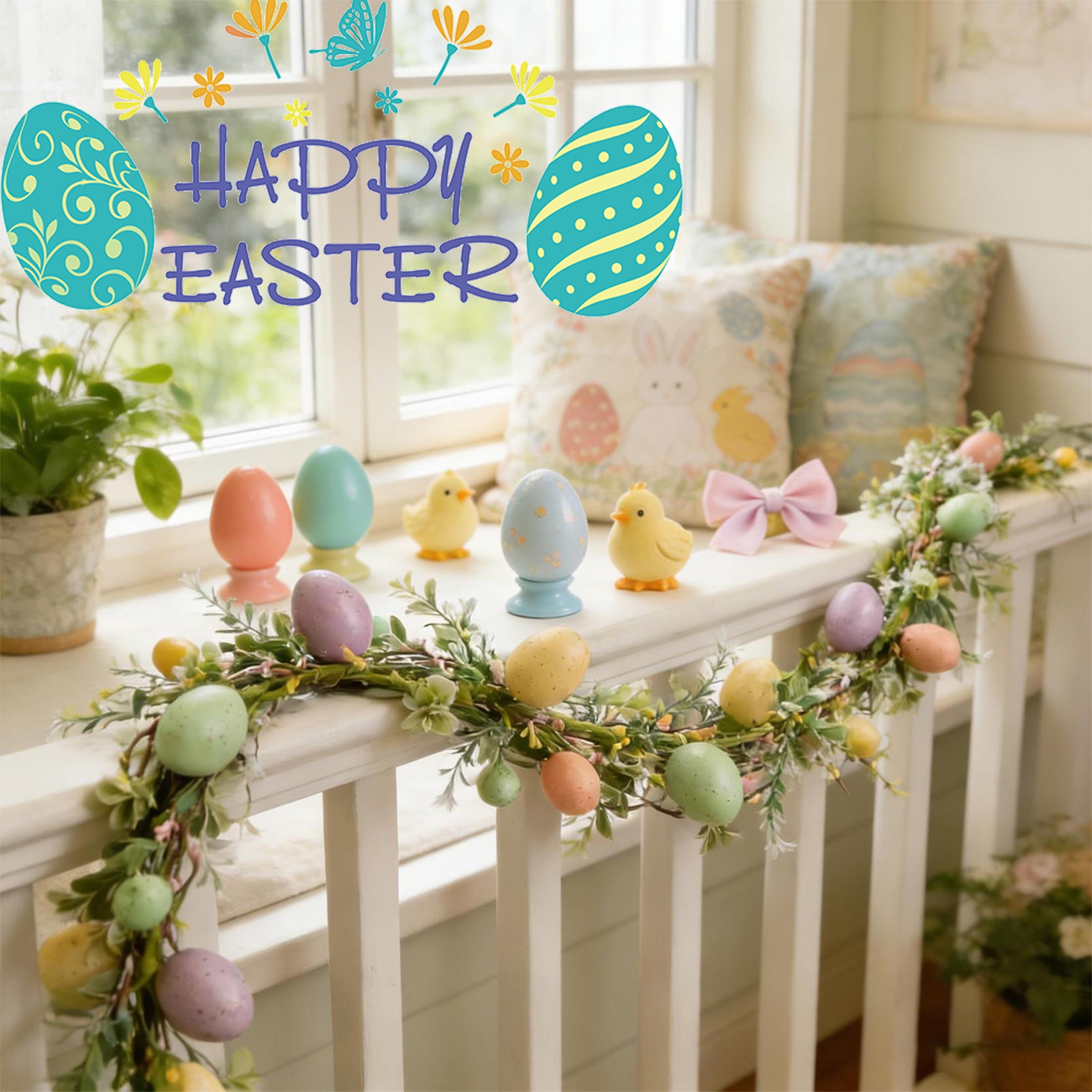 3.9ft Easter Egg DIY Wreath Accessories, Artificial Spring Hanging ...