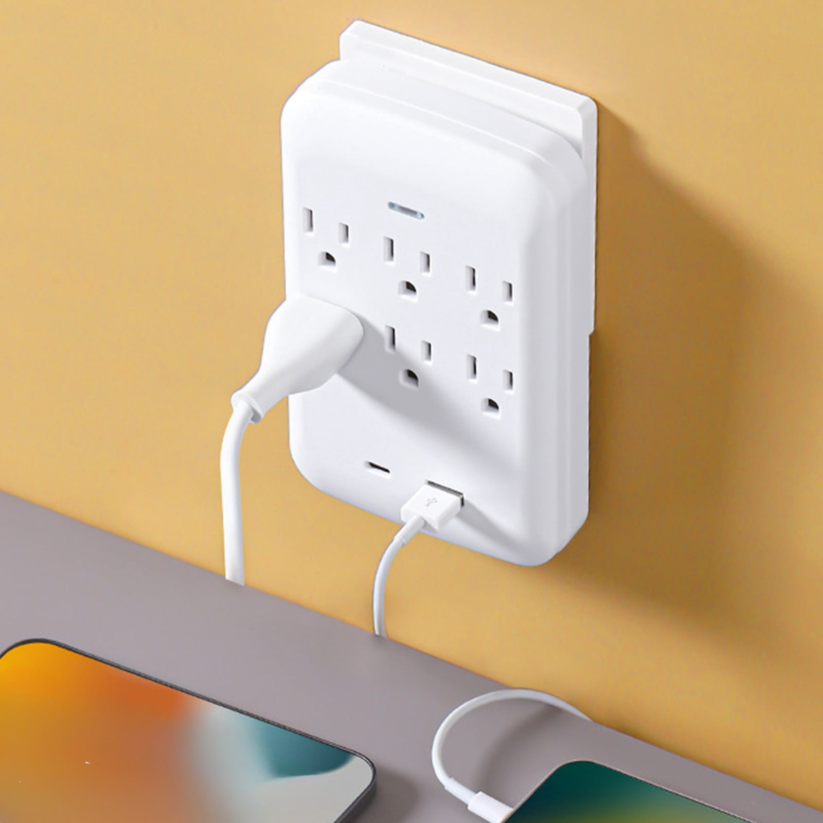 3.9ft Travel Plug Adapter Socket, 6 Outlets, 3 USB Charger, Long Cord ...