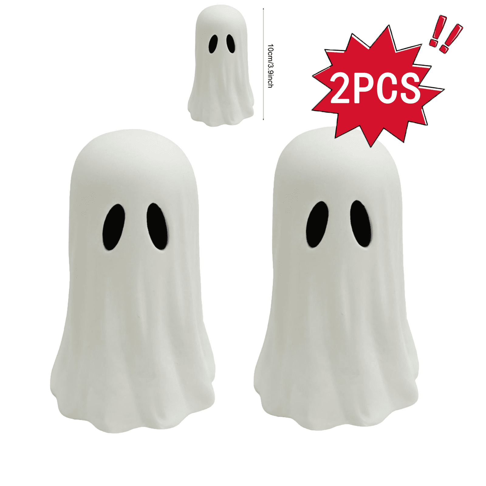 3.9in Spooky Ghost Statue - 2pcs Cute Halloween Figurine for Porch ...