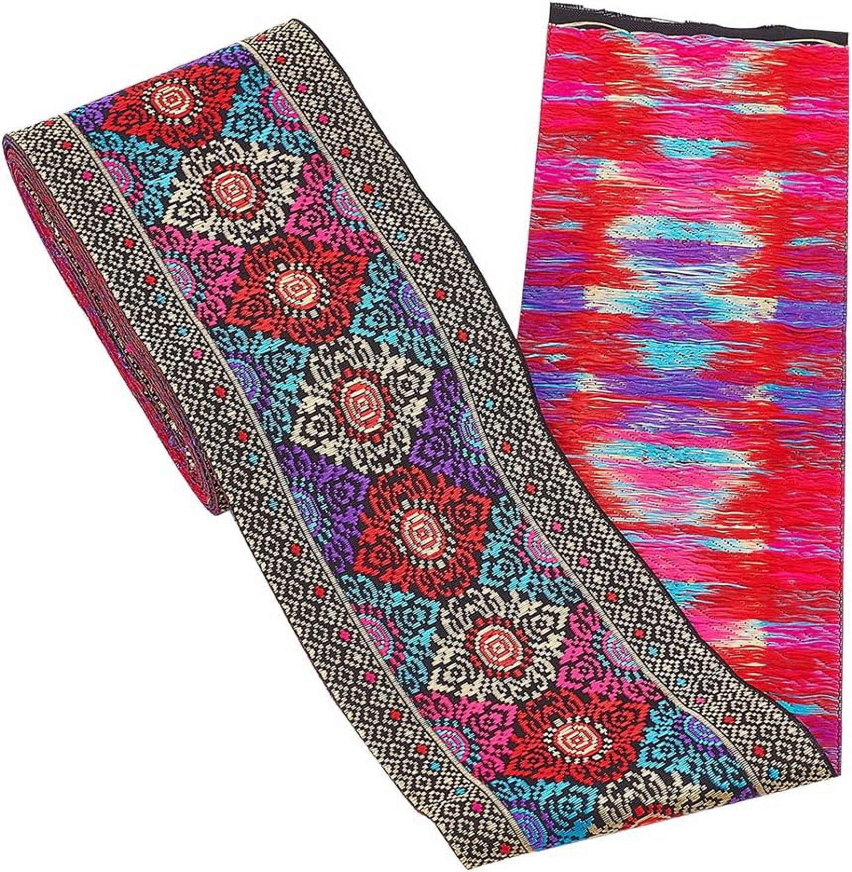 3.9inch Wide Jacquard Ribbon 7 Yards Ethnic Emobridered Woven Ribbon ...