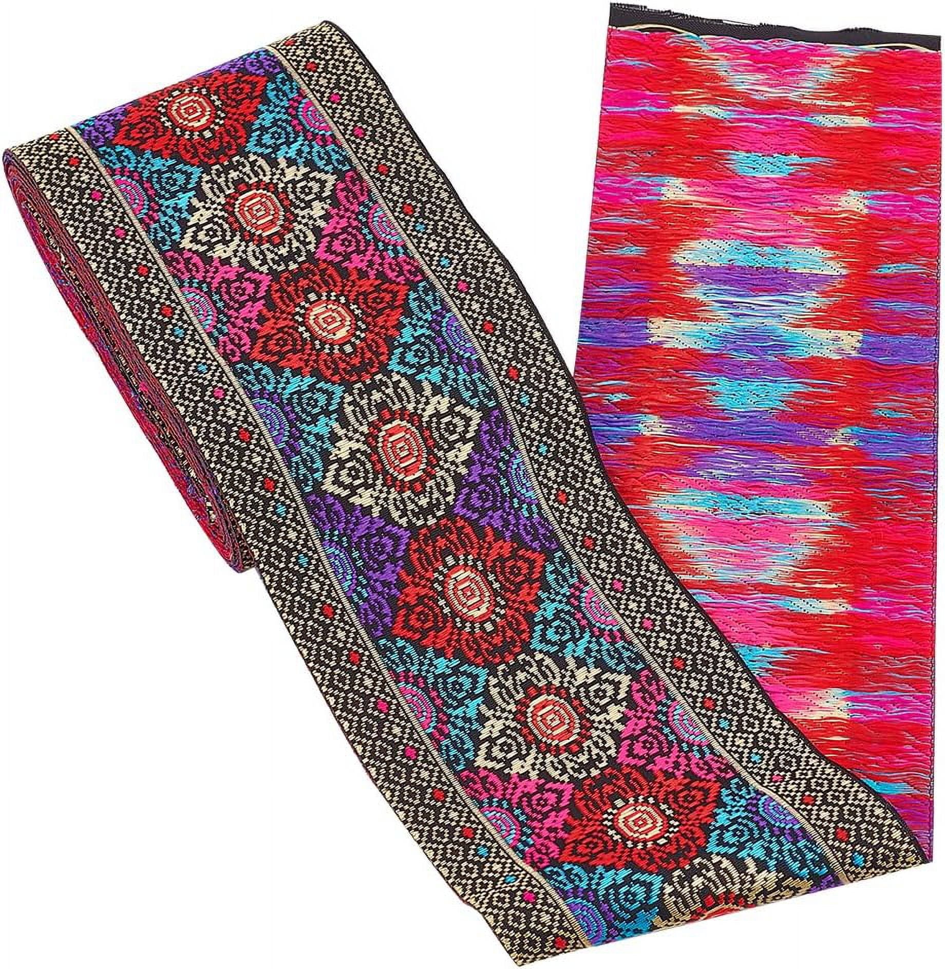 3.9inch Wide Jacquard Ribbon 7 Yards Ethnic Emobridered Woven Ribbon ...