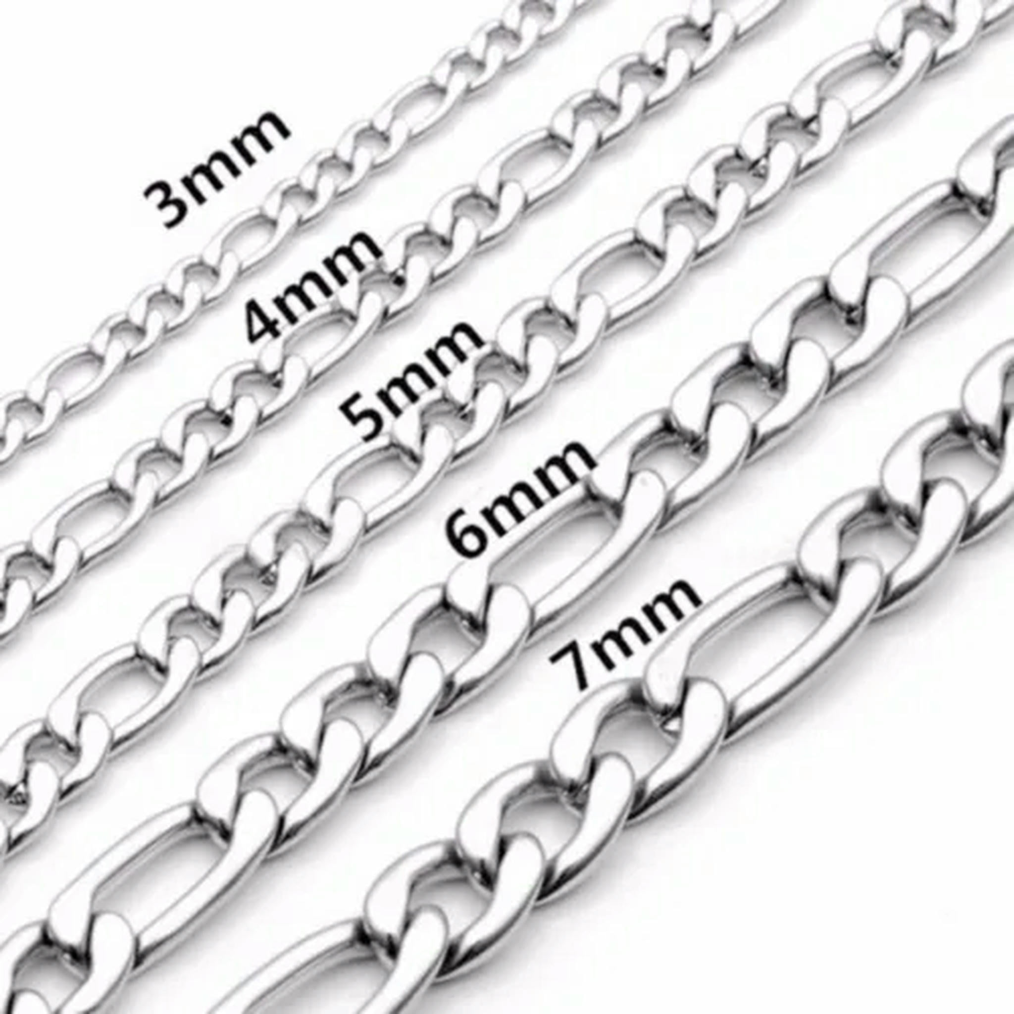 3-9mm Men Women 316L Stainless Steel Silver Figaro Curb Link Chain Necklace Gift - Walmart.com