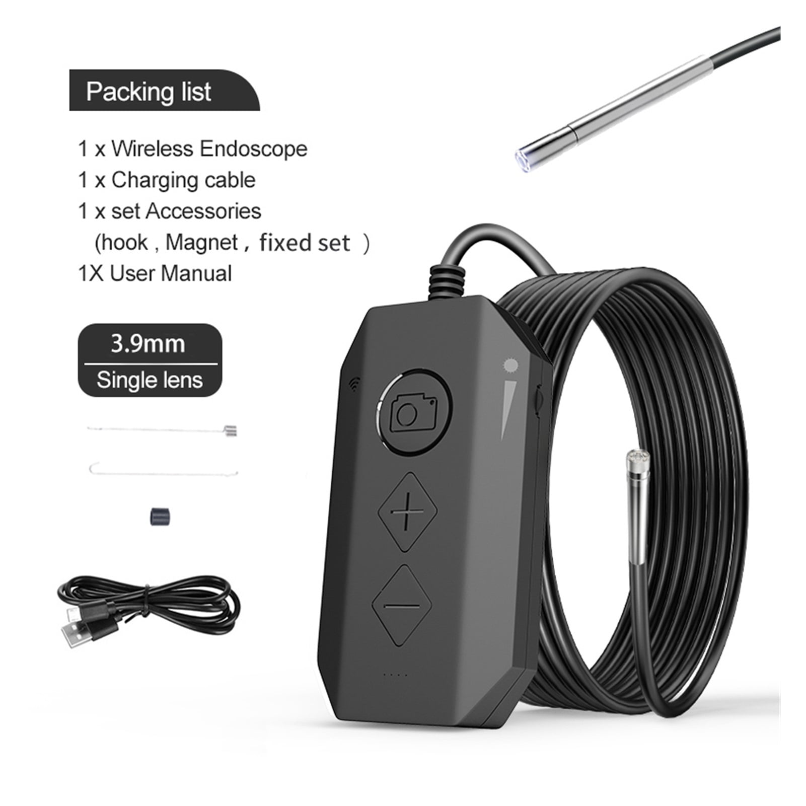 3.9mm Wireless Endoscope 1080PHD Waterproof WiFi Borescope With ...