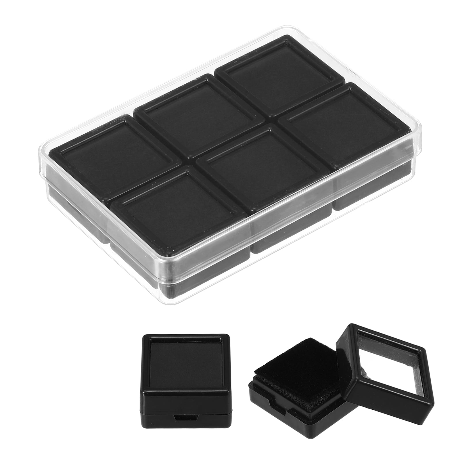 3.9x2.6x0.7 Inch Gemstone Display Box 6 Pcs Square Diamond Containers ...
