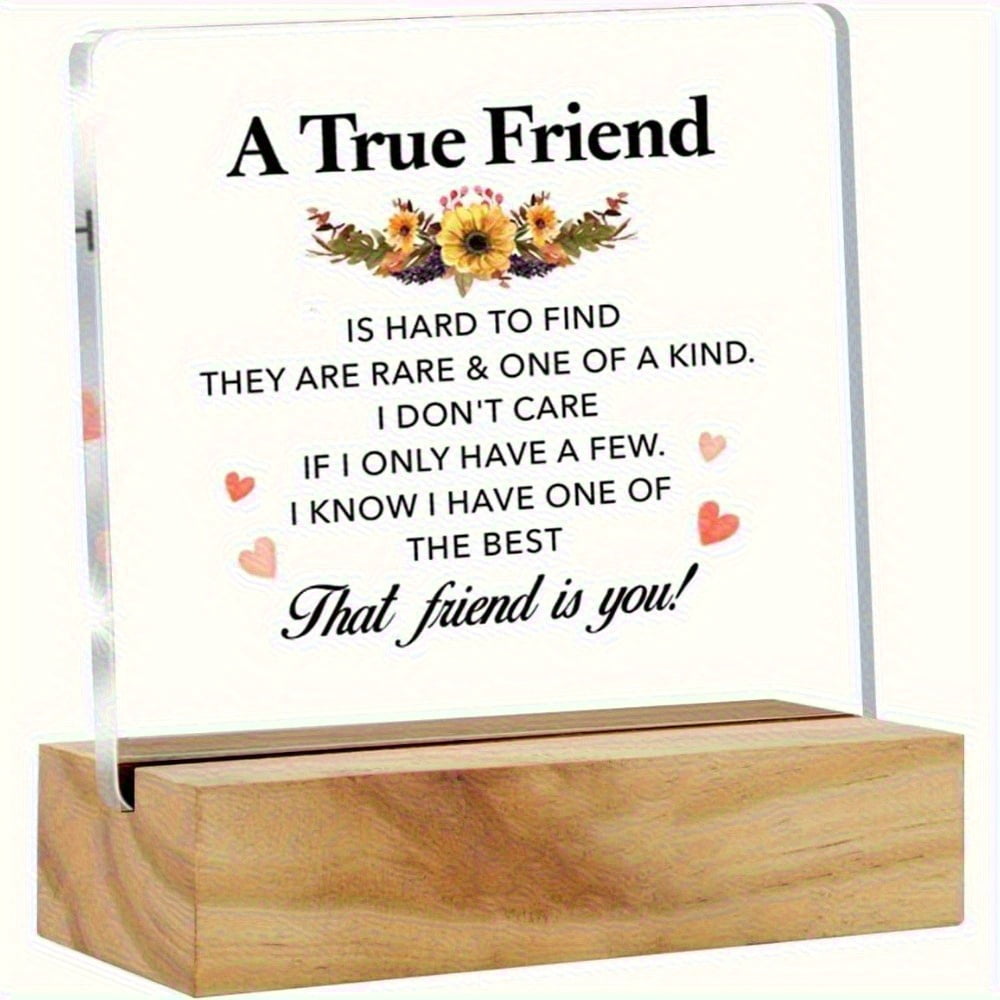 3.9x3.9 Inch "A True Friend" Floral Acrylic Friendship Plaque with ...