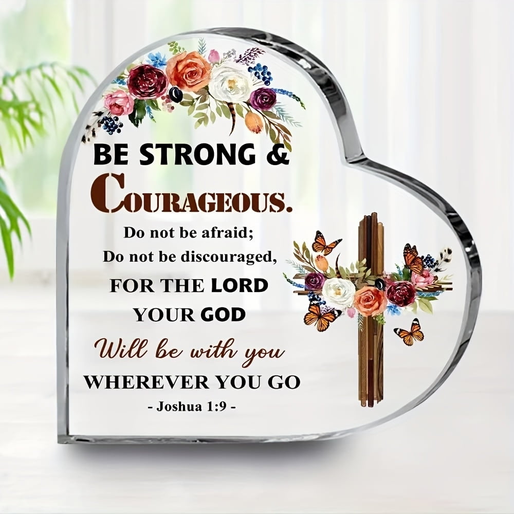 3.9x3.9 inch Acrylic Scripture, Be Strong & Courageous Desk Decor ...