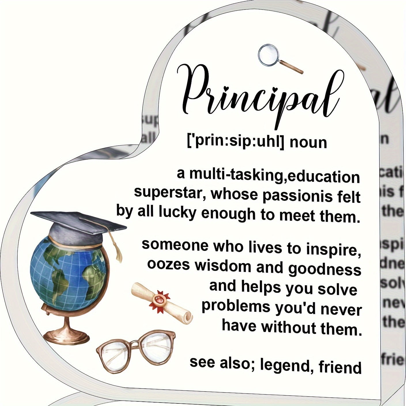 3.9x3.9 inch Classic Acrylic Principal Definition Sign Multipurpose ...