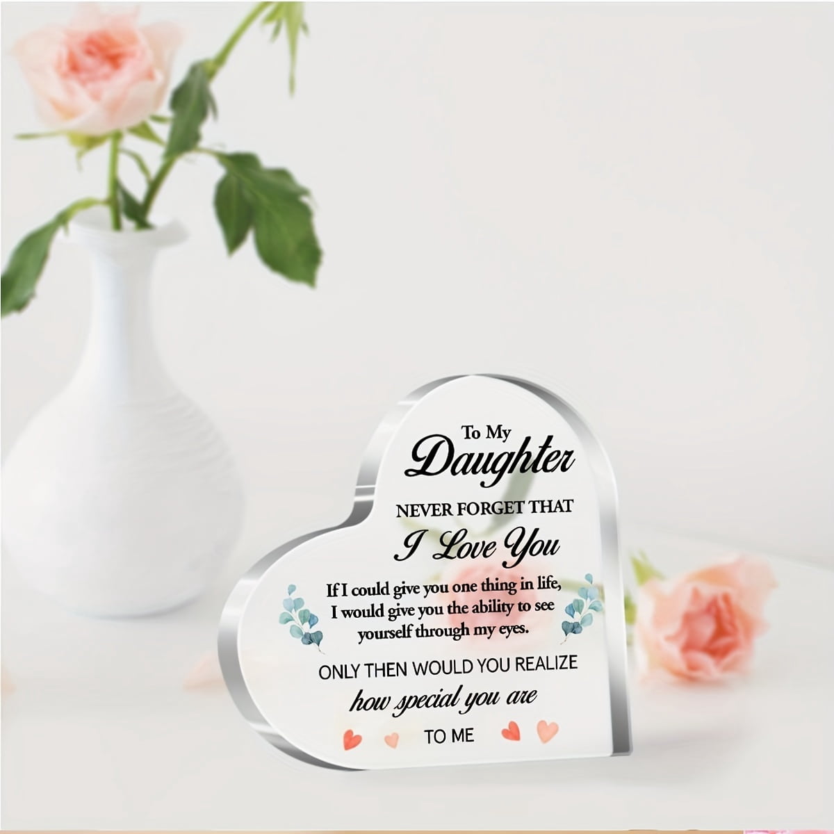 3.9x3.9 inch Sentimental Heart-Shaped Acrylic Plaque for Daughter ...