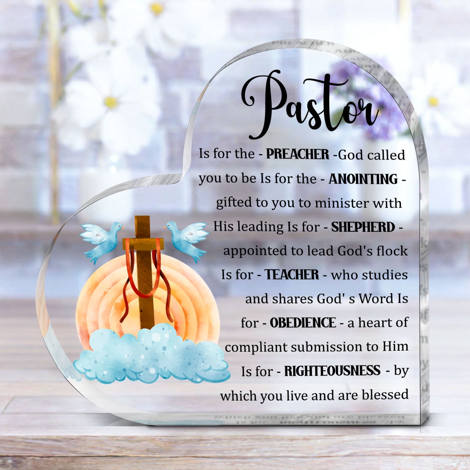 3.9x3.9inch Inspirational Acrylic Heart Desk Ornament with Bible Verse ...