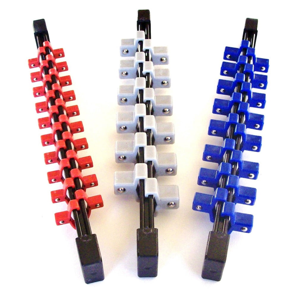 3 ABS Double Sided Socket Rail Holder Organizer 1/4 3/8 1/2 - Walmart.com