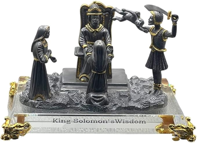 3 ARCHES USA Solomon's Wisdom Pewter Statue - Gold-Plated Biblical Home ...