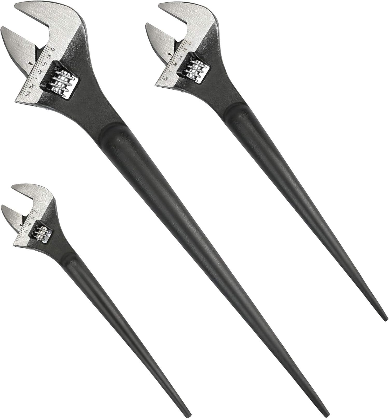 3- Adjustable Construction Spud Wrench Set, 8-inch, 10-inch, 12-inch ...