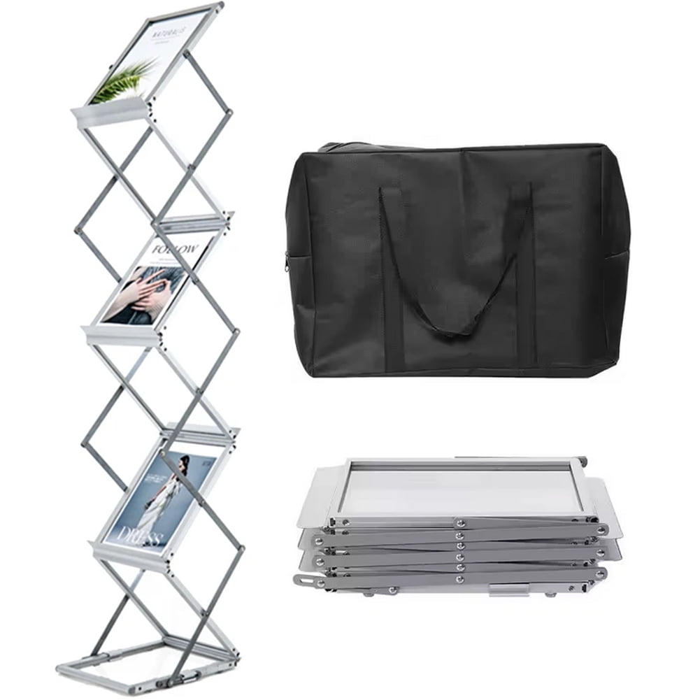 3 Adjustable Height Portable Aluminum Alloy Magazine Stand Literature ...