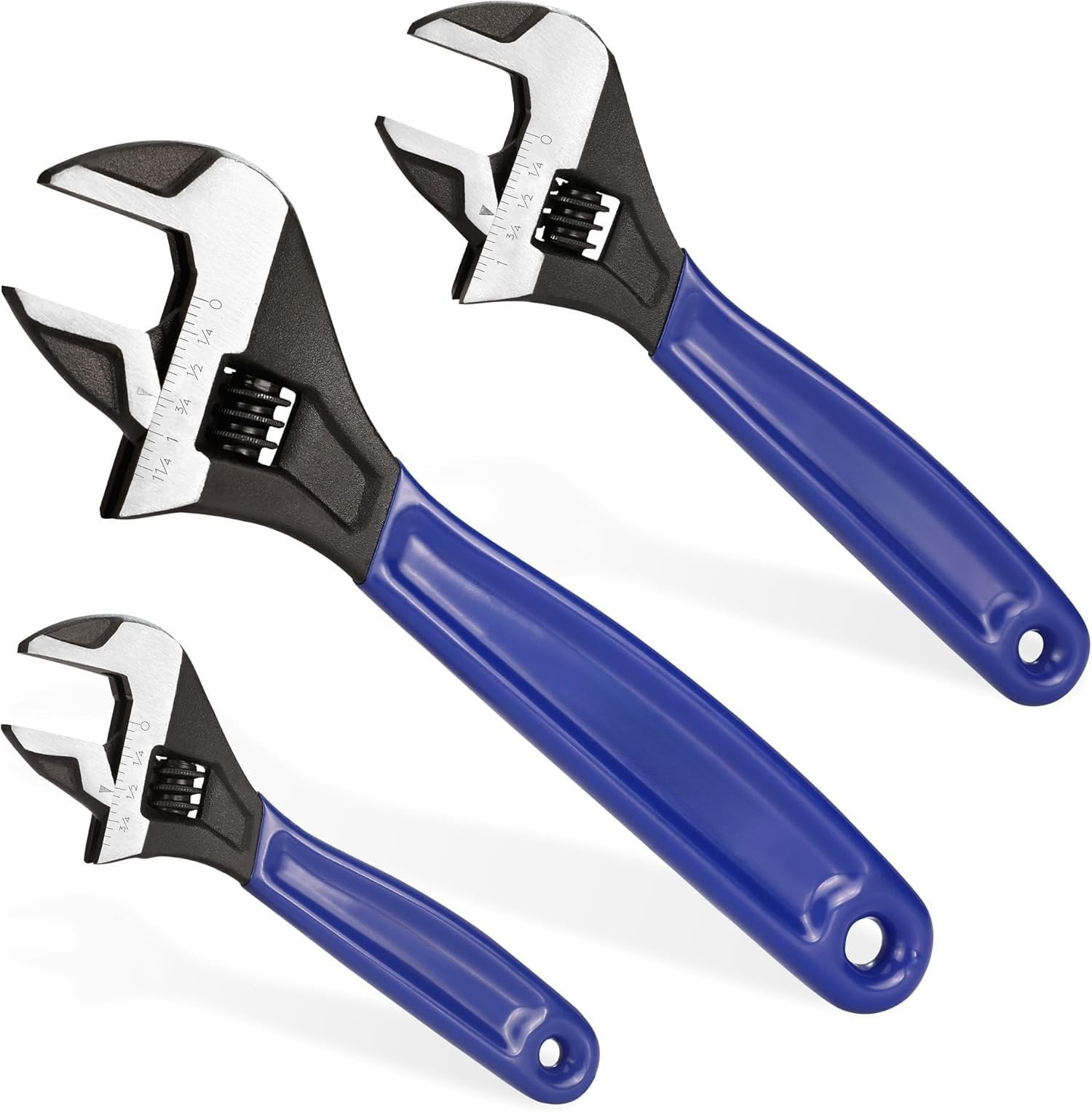 3- Adjustable Wrench Set, 6-Inch & 8-Inch & 10-Inch Wrenches, Wide Jaw ...