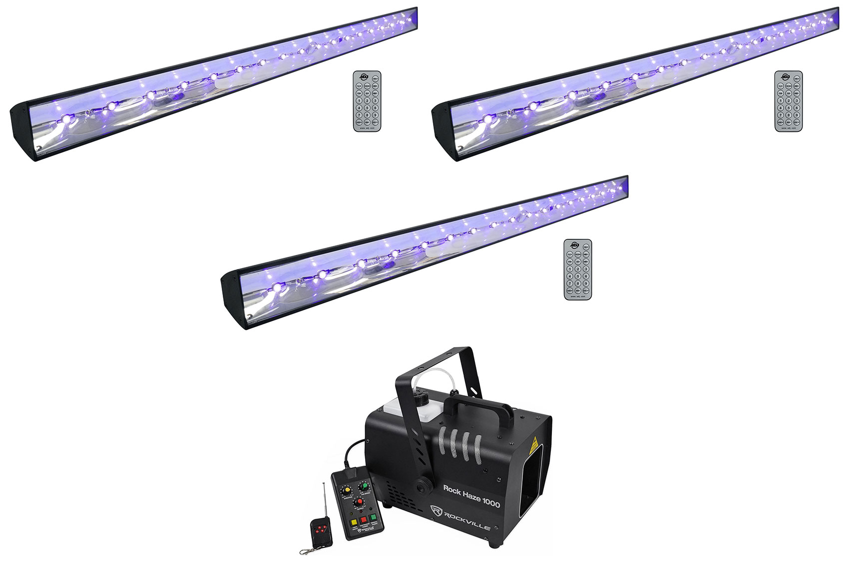 (3) American DJ ECO BAR UV DMX Ultraviolet LED Bar Black Lights w ...