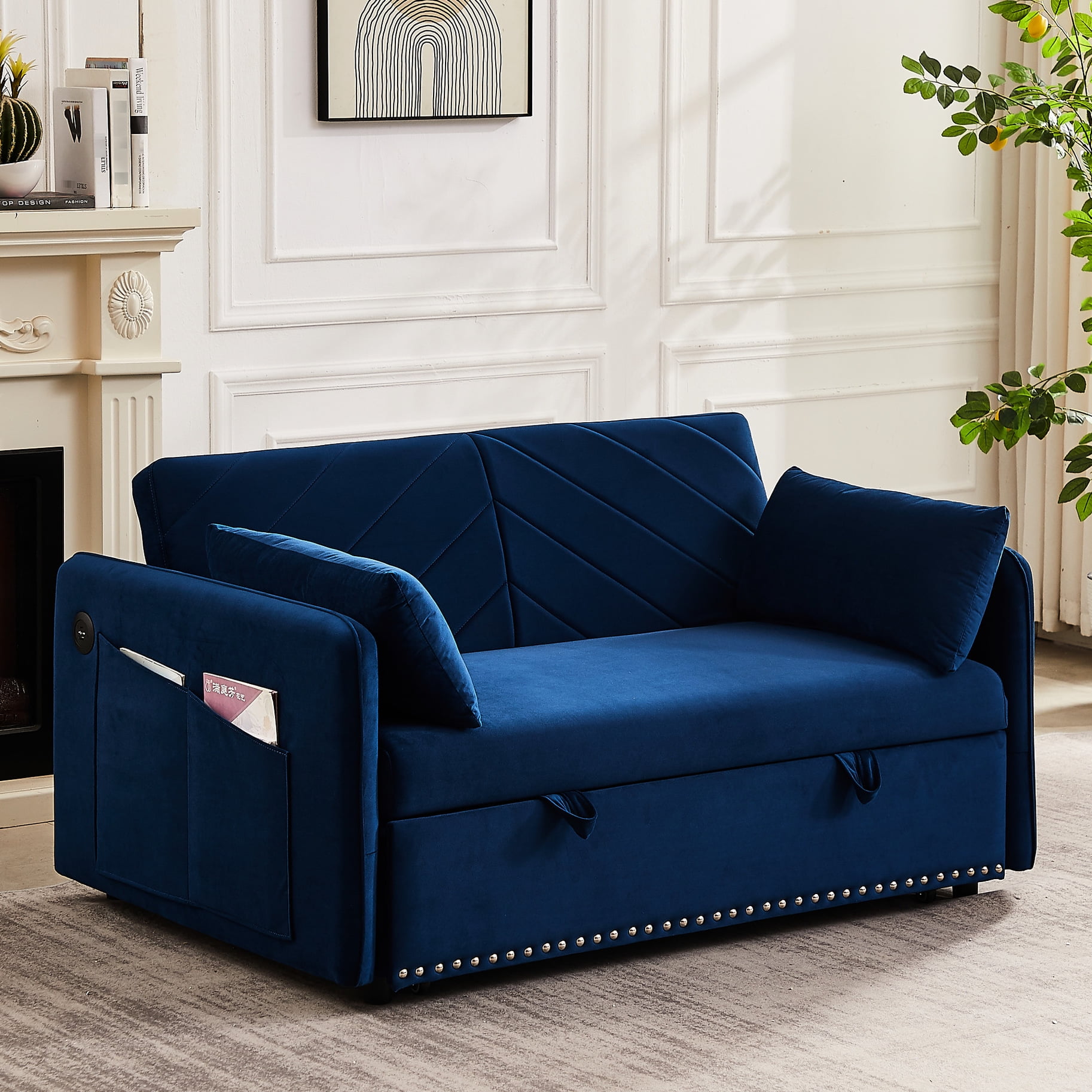 3 - Angle Adjustable Backrest | Convertible Sofa Bed with Iron Frame ...