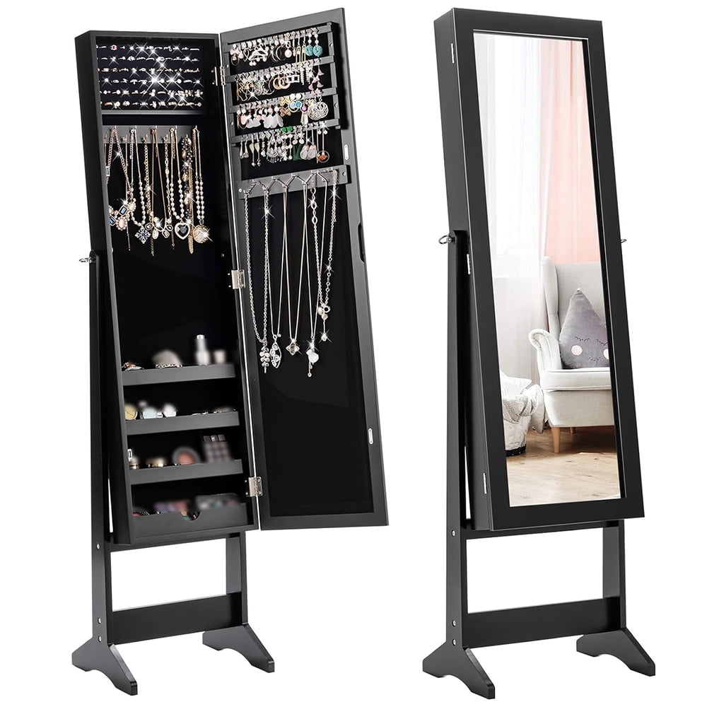 3 Angle Adjustable Jewelry Cabinet with Full-Length Mirror, Standing ...