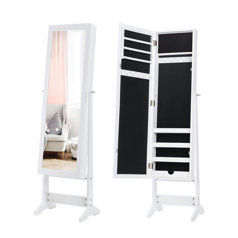 3 Angle Adjustable Jewelry Cabinet with Full-Length Mirror, Standing ...